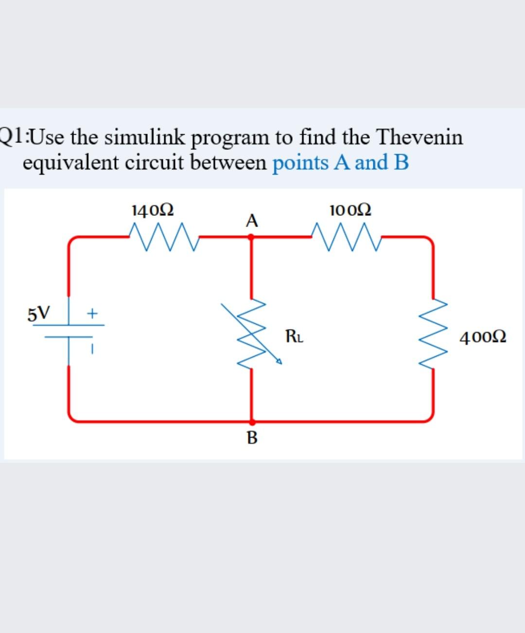 Solved Q1:Use the simulink program to find the Thevenin | Chegg.com