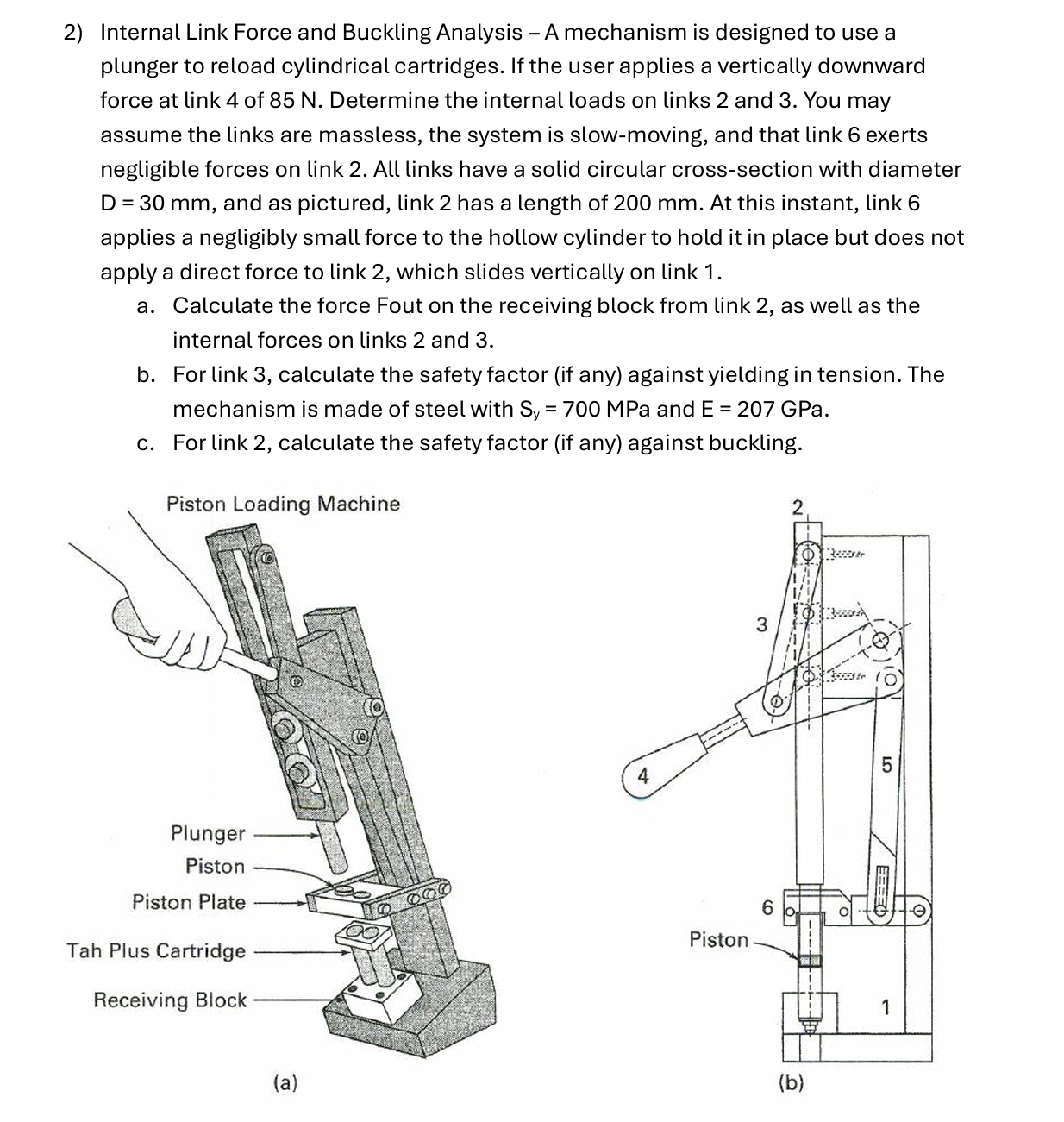 Solved 2) ﻿Internal Link Force and Buckling Analysis - ﻿A | Chegg.com