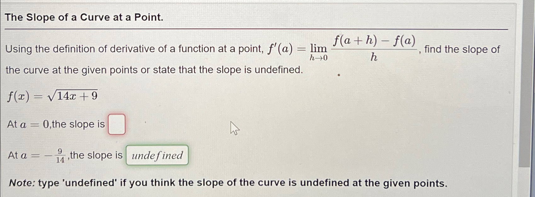 Solved The Slope of a Curve at a Point.Using the definition | Chegg.com