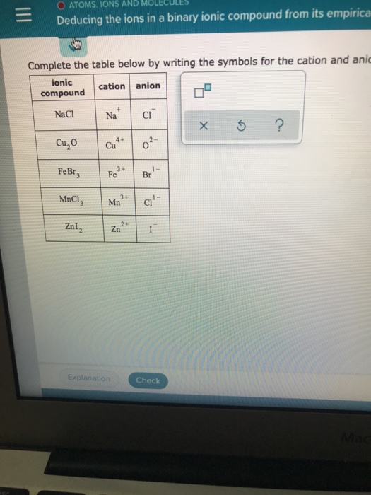 Solved = O ATOMS, IONS AND Deducing the ions in a binary | Chegg.com