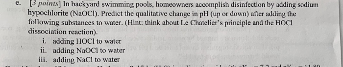 Solved 5. When Chlorine gas is used to disinfect drinking | Chegg.com