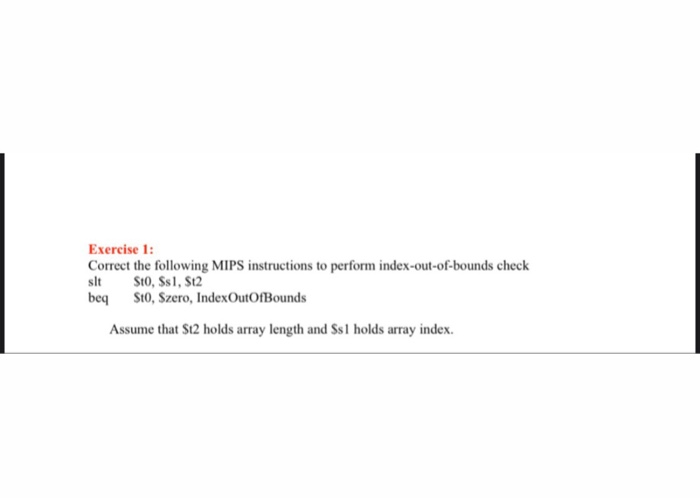 Solved Exercise 1: Correct the following MIPS instructions | Chegg.com