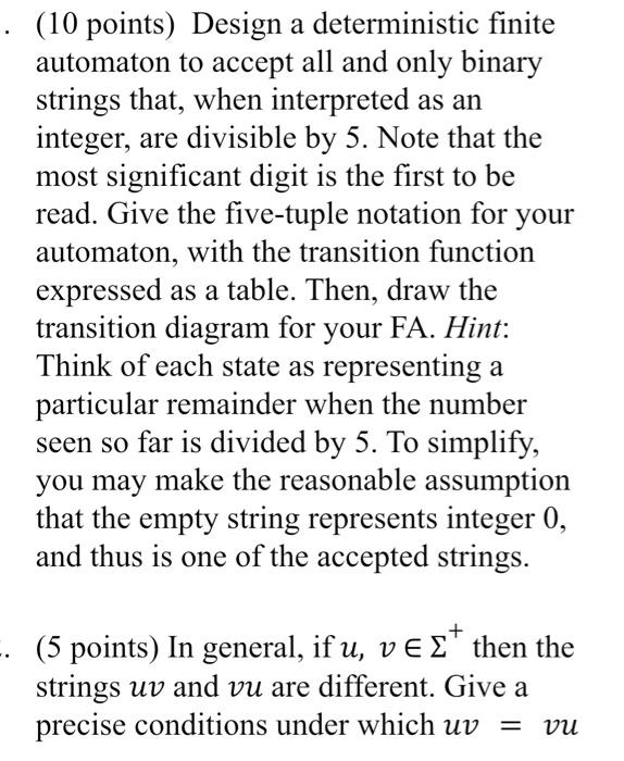 Solved (10 points) Design a deterministic finite automaton | Chegg.com
