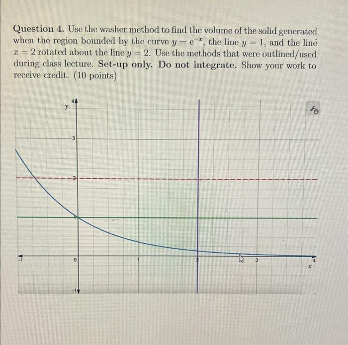 Solved Question 4. Use the washer method to find the volume | Chegg.com