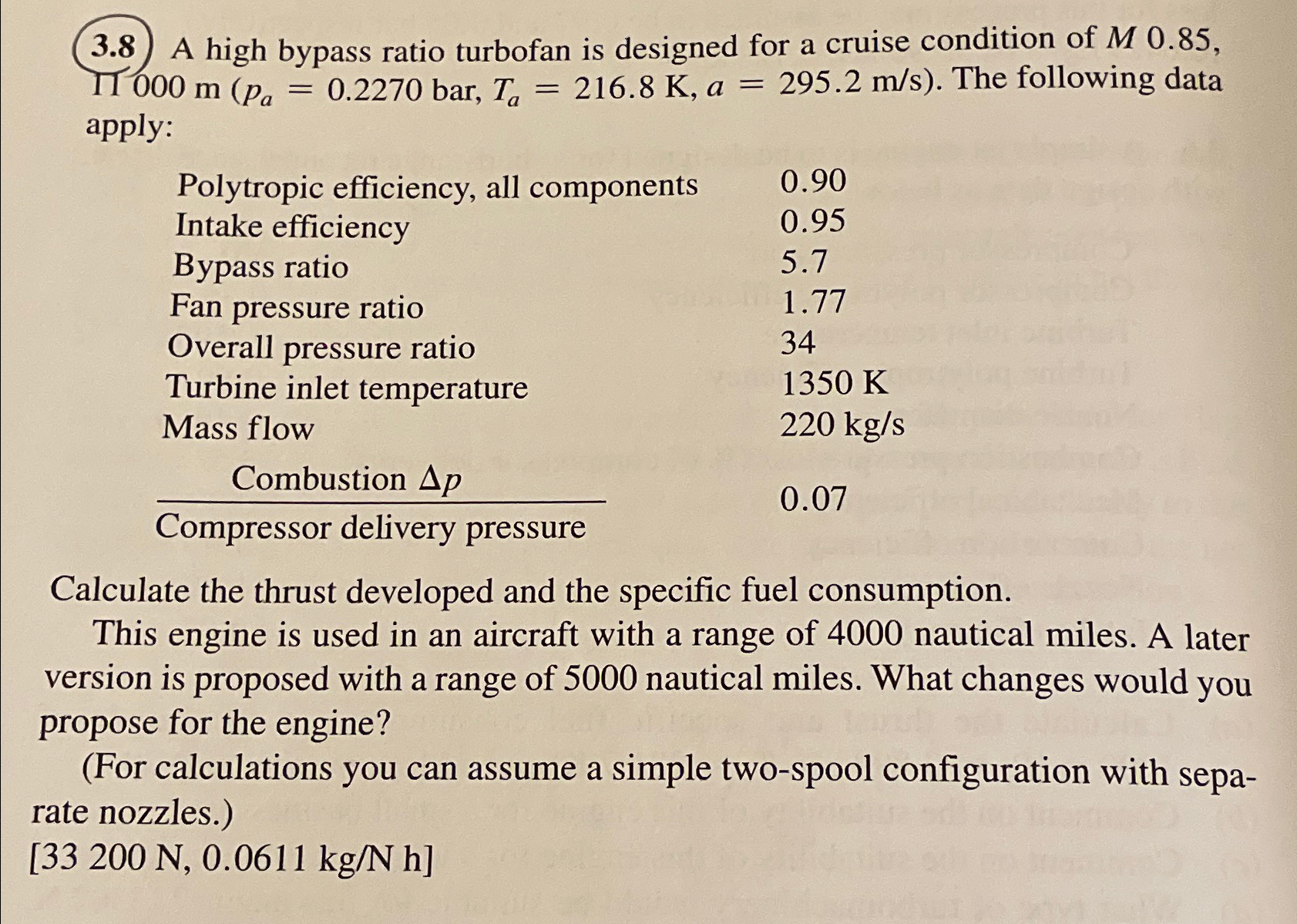 Solved 3.8 ﻿A high bypass ratio turbofan is designed for a | Chegg.com