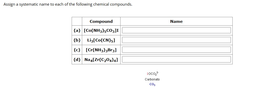 Assign a systematic name to ﻿each of ﻿the following | Chegg.com
