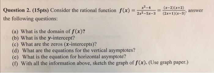 Solved Question 2. (15pts) Consider the rational function | Chegg.com