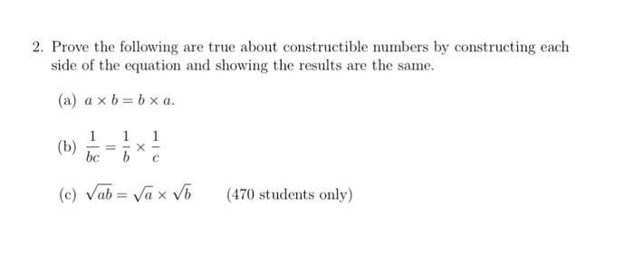 Solved 2. Prove the following are true about constructible | Chegg.com
