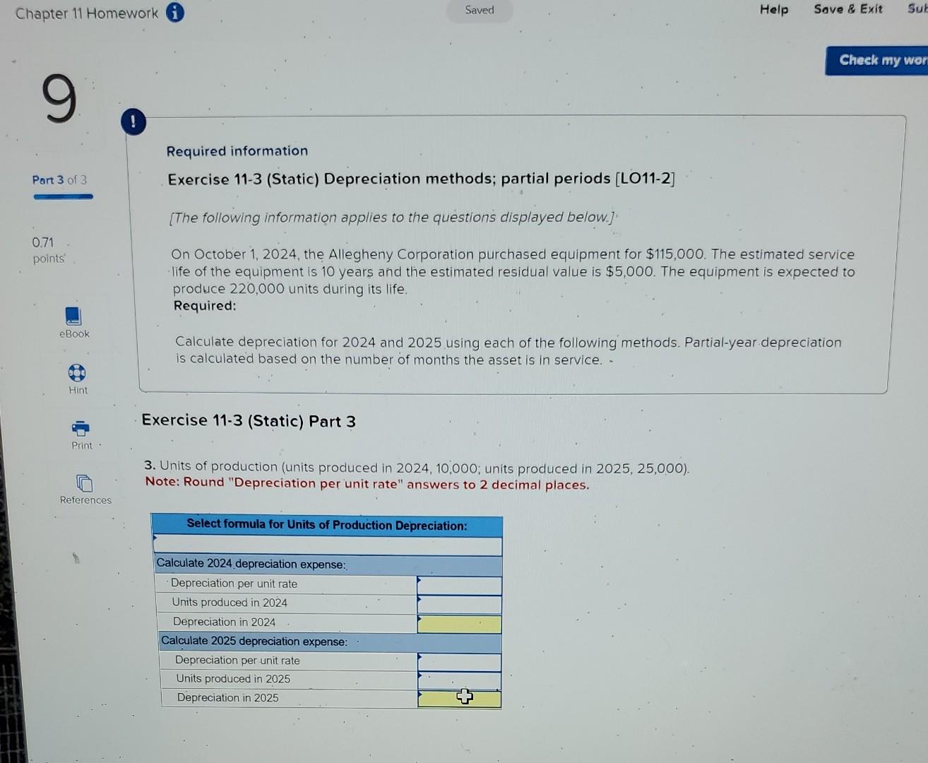 Solved Required information Exercise 11-3 (Static) | Chegg.com