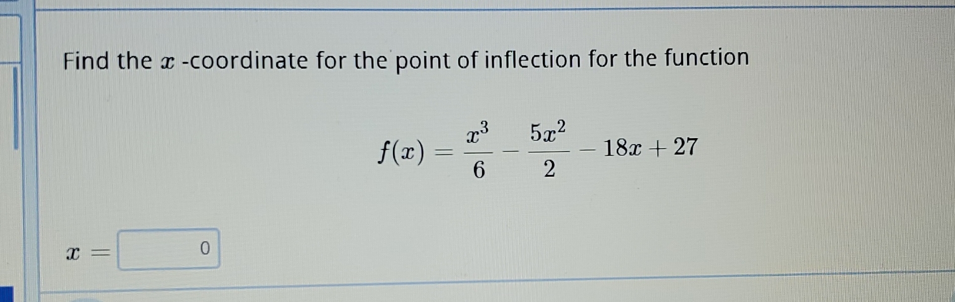 Solved Find the x-coordinate for the point of inflection for | Chegg.com