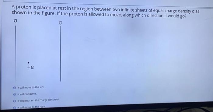 Solved A proton is placed at rest in the region between two | Chegg.com