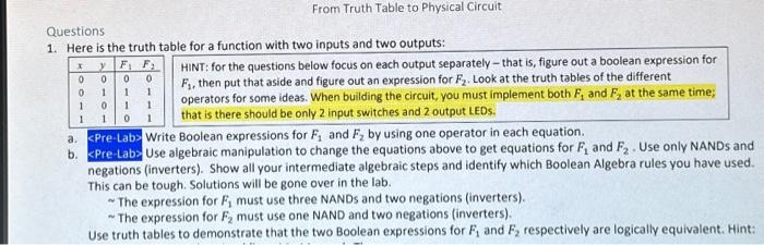 Solved Questions 1. Here is the truth table for a function | Chegg.com