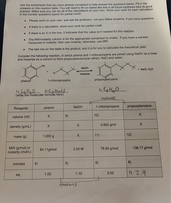 Solved 7. Reaction Tables Consider the following equation: A | Chegg.com