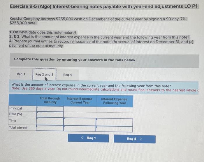 Solved Exercise 9-5 (Algo) Interest-bearing notes payable | Chegg.com