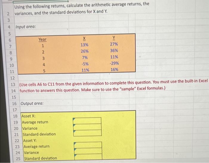 Solved Using The Following Returns Calculate The Arithmetic Chegg