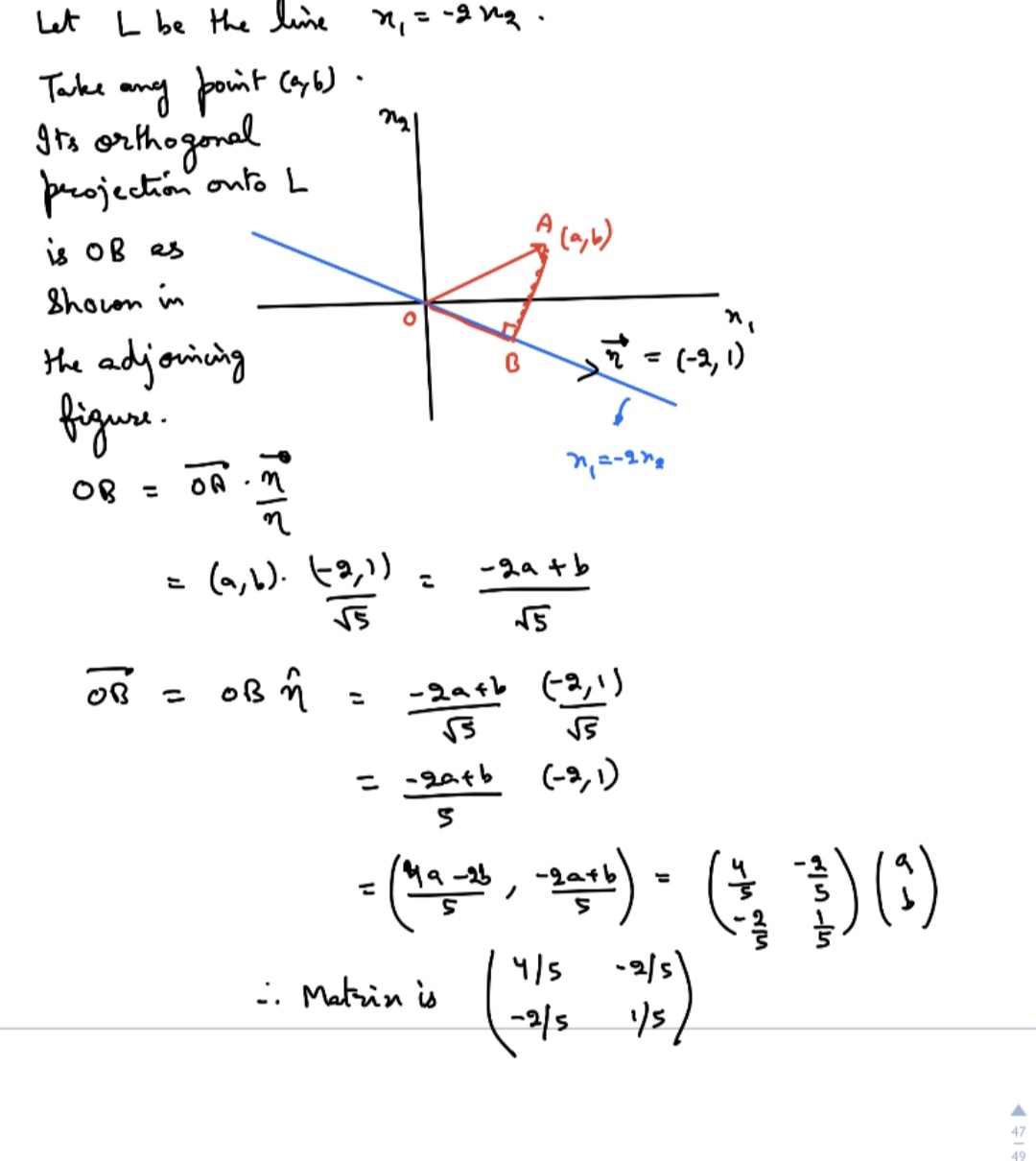 Solved Find the matrix of the orthogonal projection in R^2 | Chegg.com