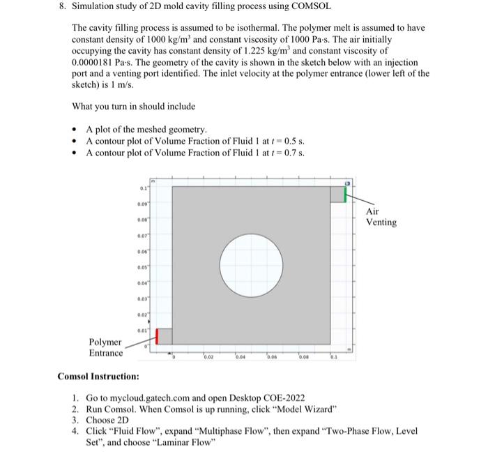8. Simulation study of 2D mold cavity filling process | Chegg.com