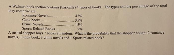Solved A Walmart book section contains (basically) 4 types | Chegg.com