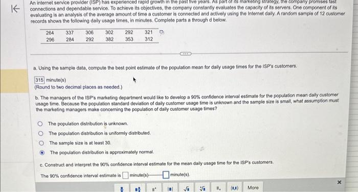 Solved An internet service provider (ISP) has experienced | Chegg.com
