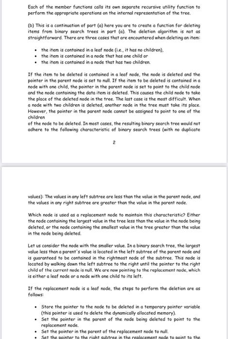 Solved A Write A Program That Creates A Binary Search Tree