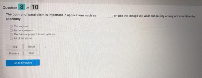 Solved Question 8 of 10 The control of parallelism is | Chegg.com