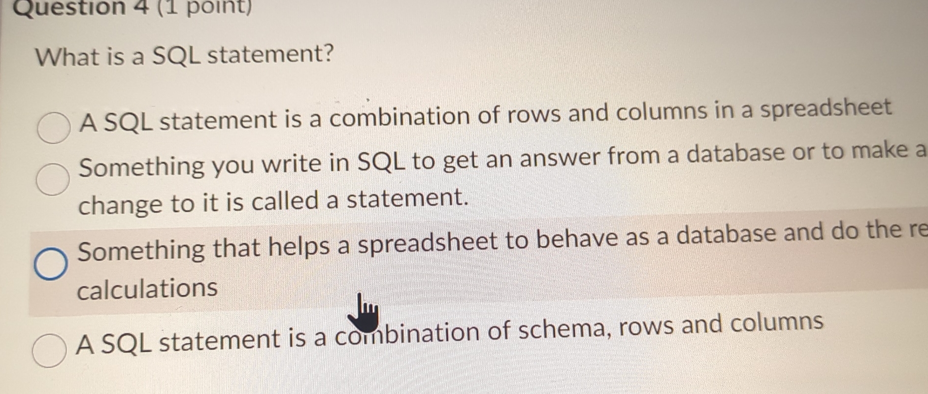 Solved What is a SQL statement?A SQL statement is a | Chegg.com