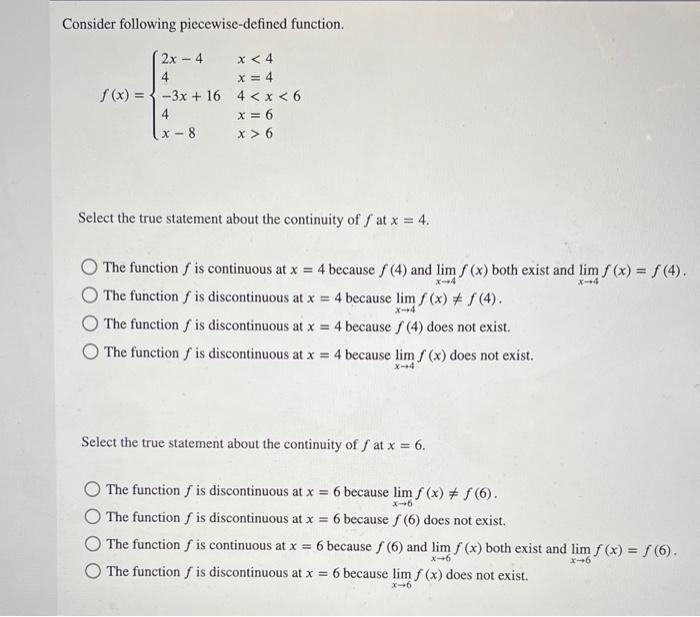 Solved Consider following piecewise-defined function. | Chegg.com