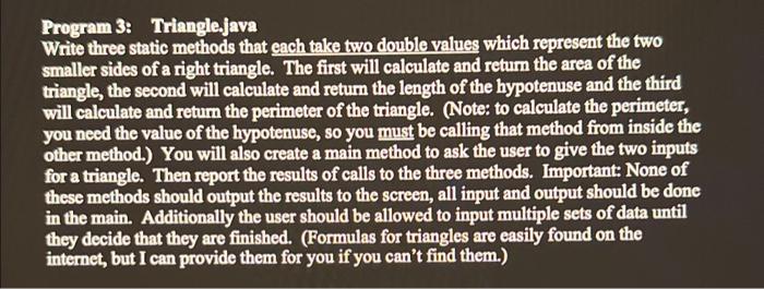Solved Program 3 Trianglejava Write Three Static Methods