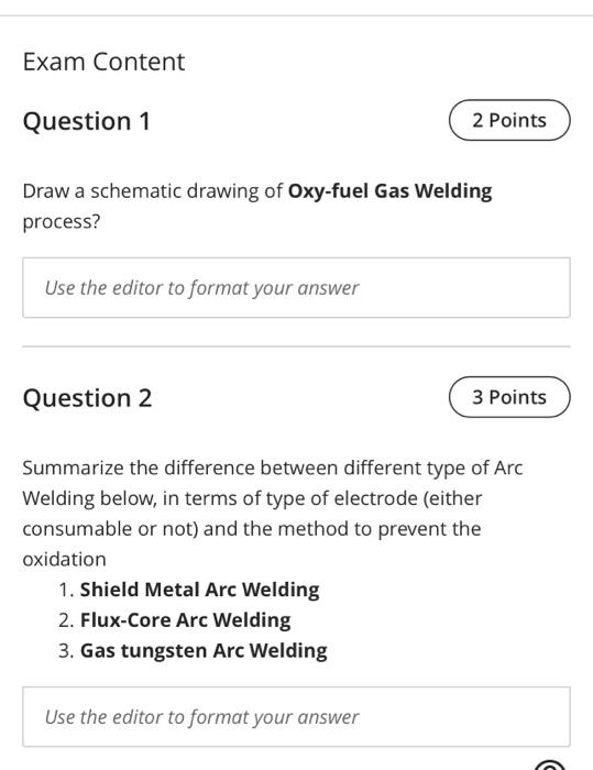 Solved Exam Content Question 1 2 Points Draw a schematic | Chegg.com