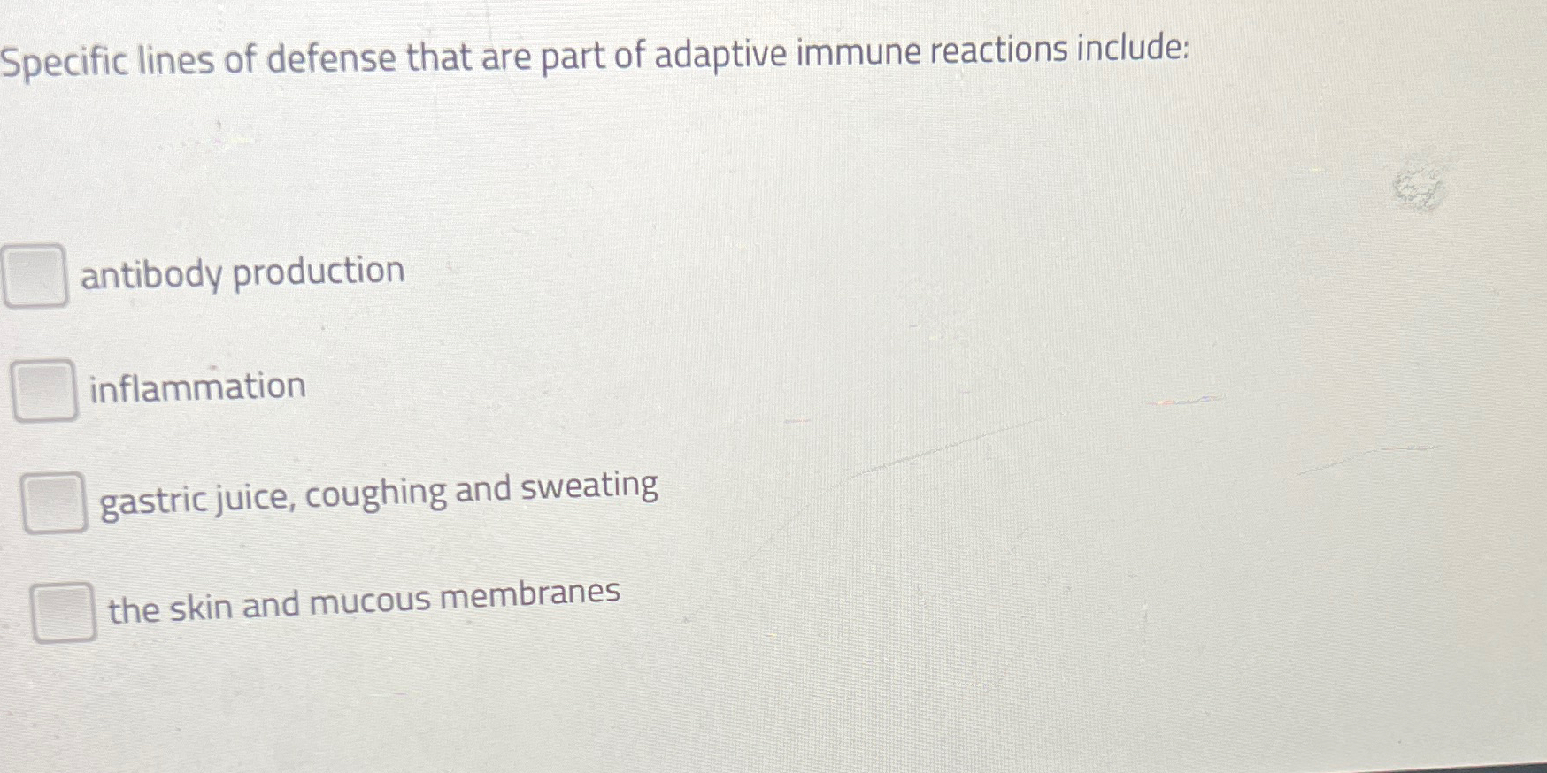 Solved Specific lines of defense that are part of adaptive | Chegg.com