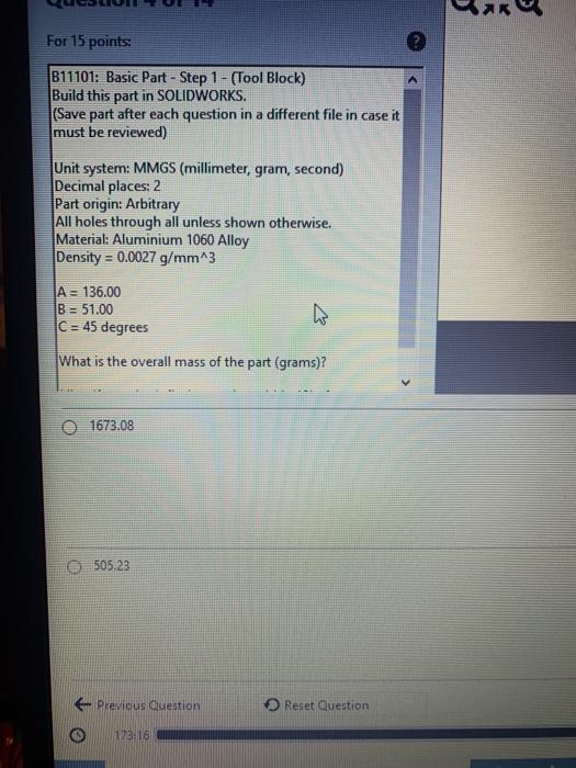 Solved B11102: Basic Part - Step 2 - (Tool Block) Modify the | Chegg.com