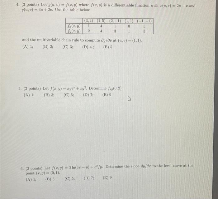 Solved 4. (2 points) Let g(u,v)=f(x,y) where f(x,y) is a | Chegg.com