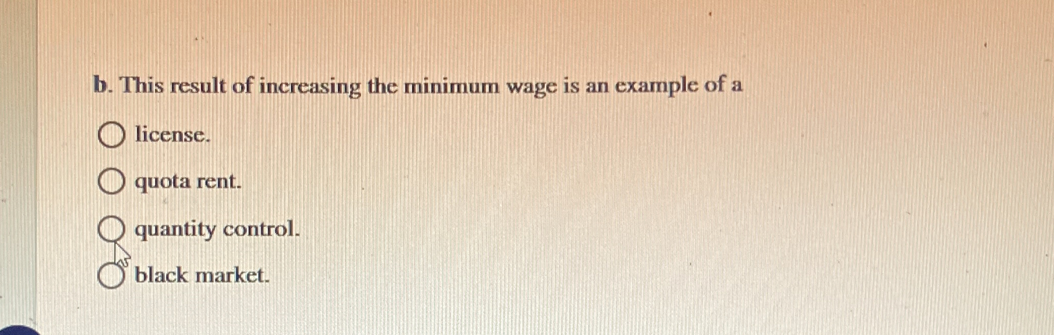 Solved b. ﻿This result of increasing the minimum wage is an | Chegg.com
