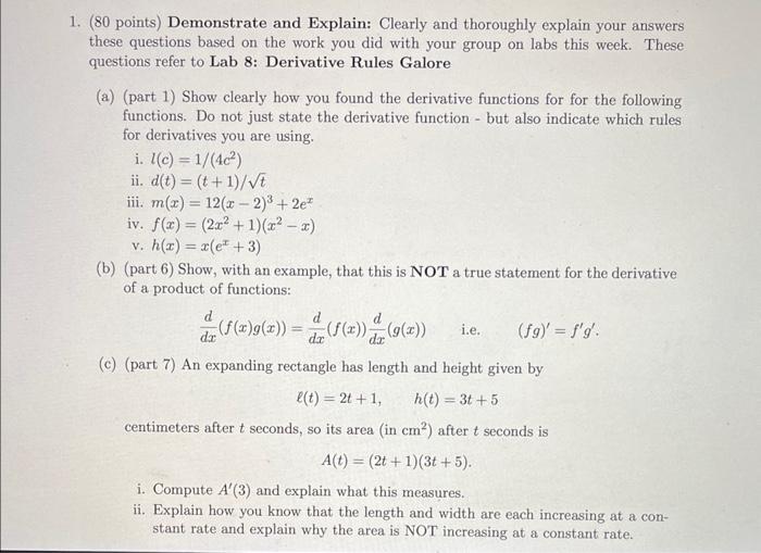 ( 80 points) Demonstrate and Explain: Clearly and | Chegg.com