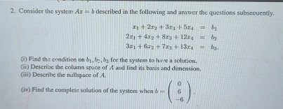 Solved Consider the system Ax=b ﻿described in the following | Chegg.com