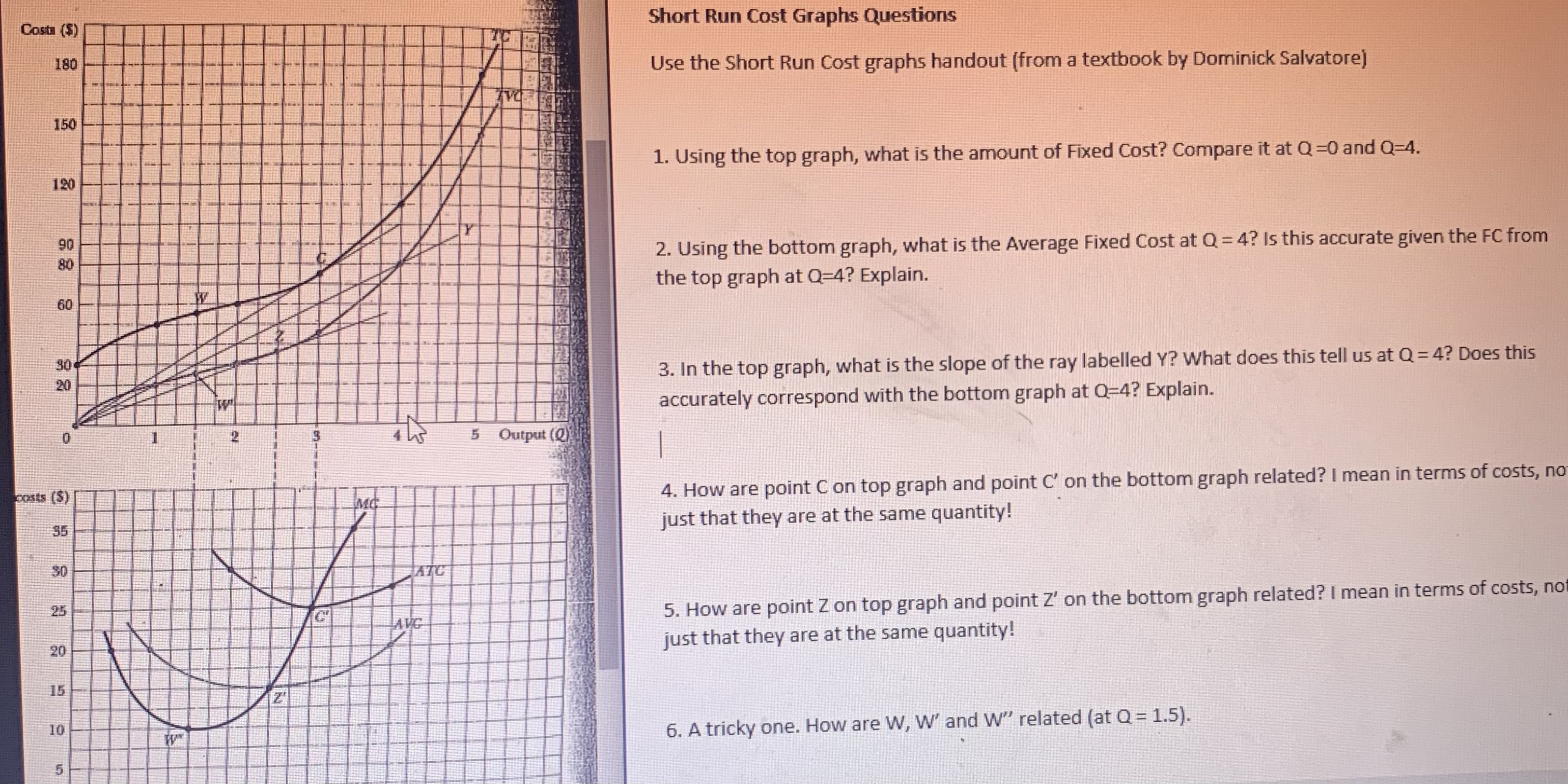 Solved Short Run Cost Graphs QuestionsUse the Short Run Cost | Chegg.com