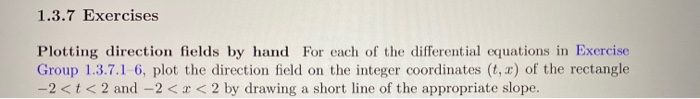 Solved 1.3.7 Exercises Plotting direction fields by hand For | Chegg.com