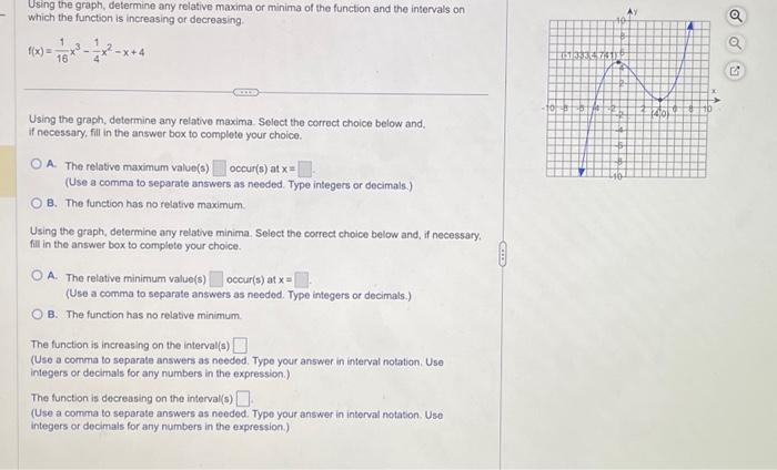 Solved Using the graph, determine any relative maxima or | Chegg.com