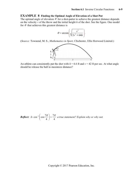 Solved 6-9 Section 6.1 Inverse Circular Functions EXAMPLE 8 | Chegg.com