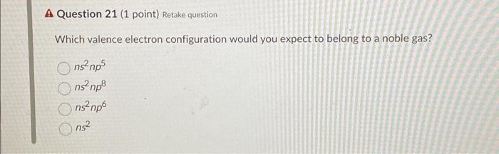 Solved Which valence electron configuration would you expect | Chegg.com