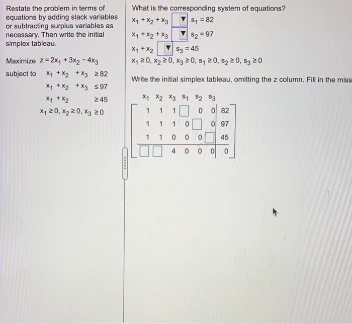 Solved Restate the problem in terms of equations by adding | Chegg.com