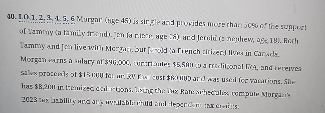 Solved LO.1, 2,3,4,5,6 ﻿Morgan (age 45) ﻿is single and | Chegg.com