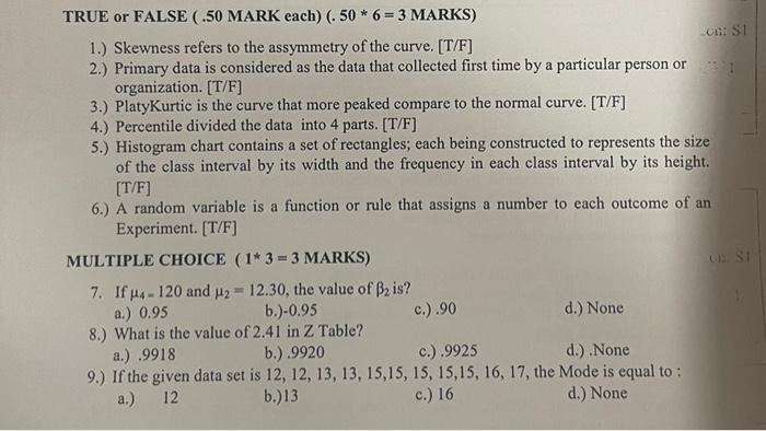 Solved urgent within 1hTRUE or FALSE (.50 MARK each) (. 50*6 | Chegg.com