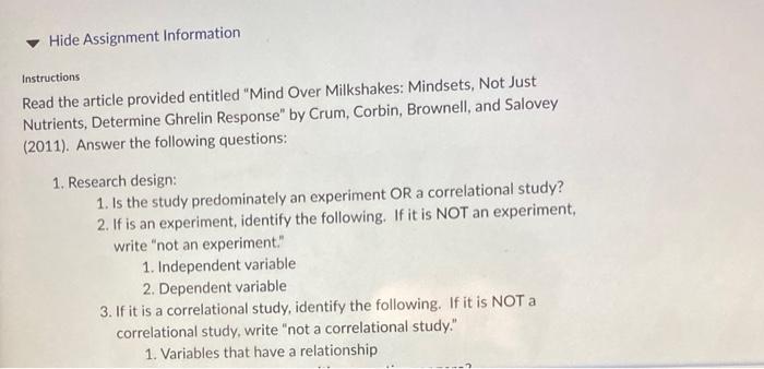 Solved - Hide Assignment Information Instructions: Read the | Chegg.com