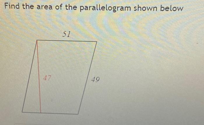 Solved Find the area of the parallelogram shown below | Chegg.com