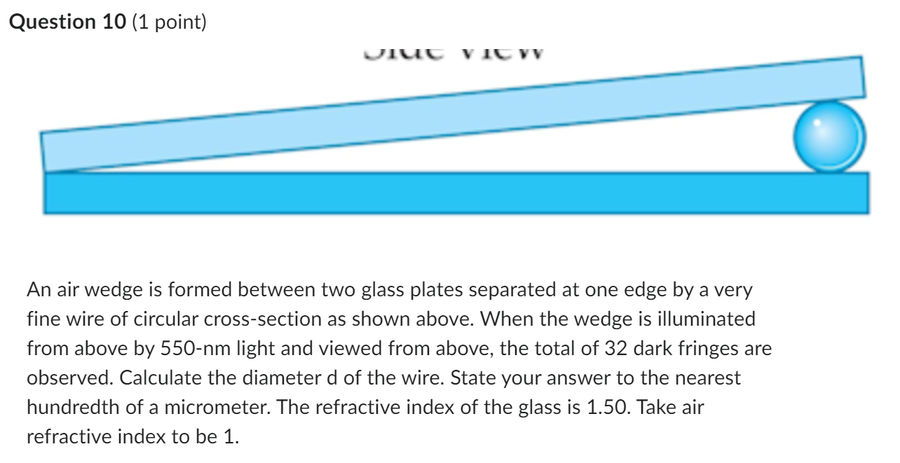 Solved An air wedge is formed between two glass plates | Chegg.com