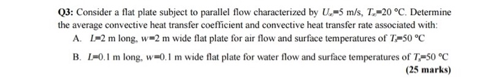 Solved Q3: Consider a flat plate subject to parallel flow | Chegg.com