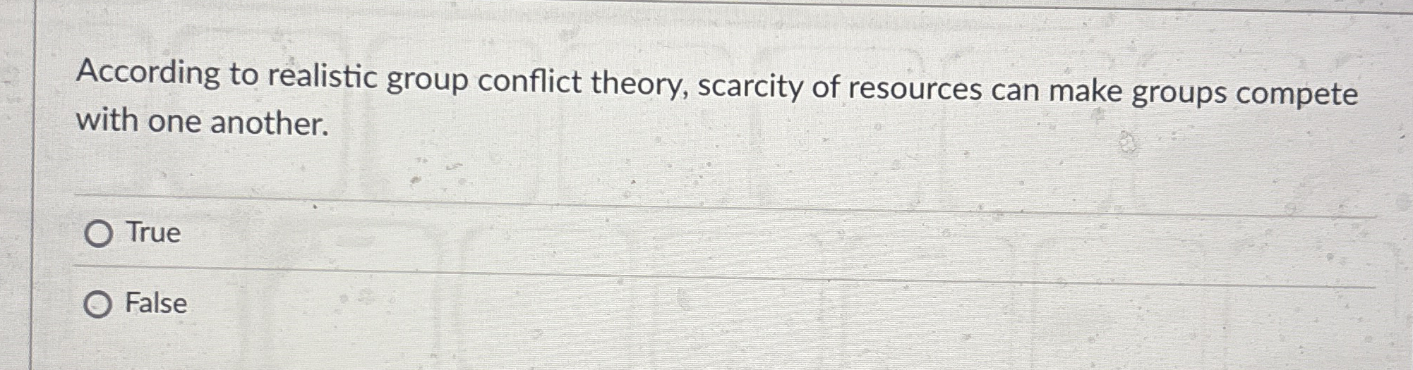 According to realistic group conflict theory, | Chegg.com