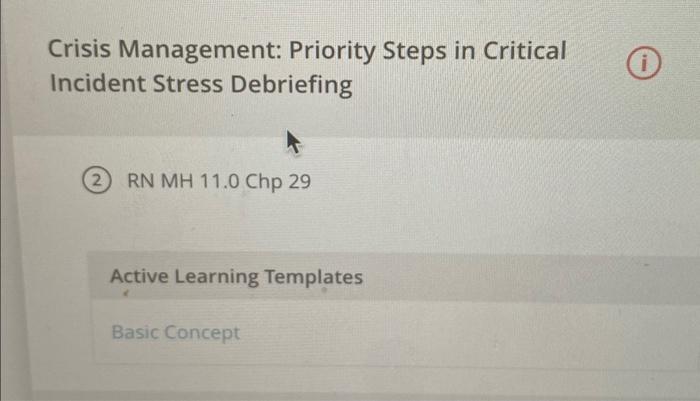 Solved Crisis Management: Priority Steps in Critical | Chegg.com