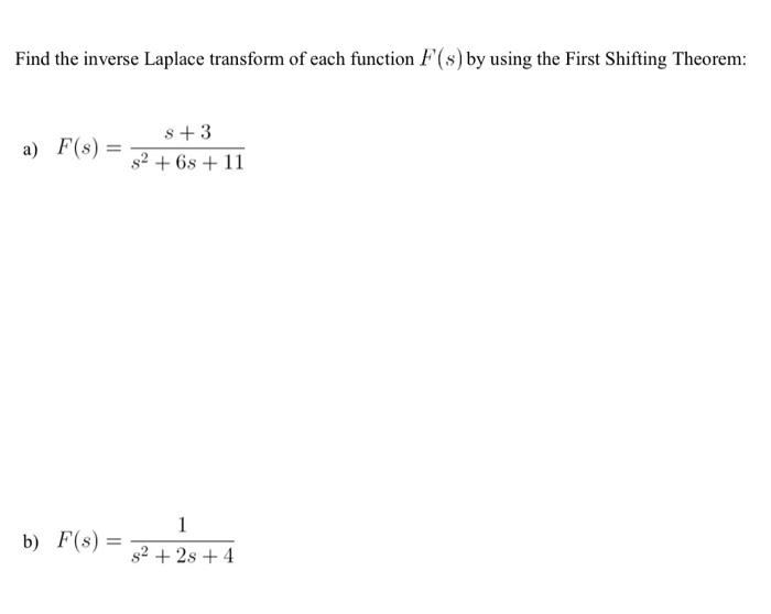 Solved Find the inverse Laplace transform of each function | Chegg.com